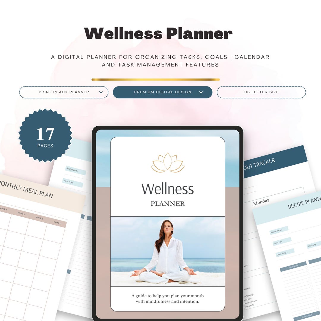 Wellness Planner Printable | Self Care, Fitness & Mental Health Tracker ...