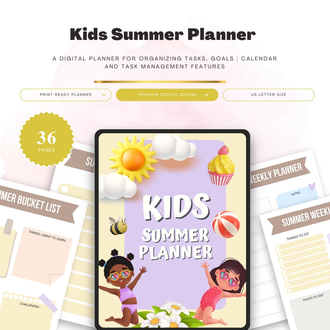 Kids Summer Planner Printable | Fun Activities, Vacation Tracker ...