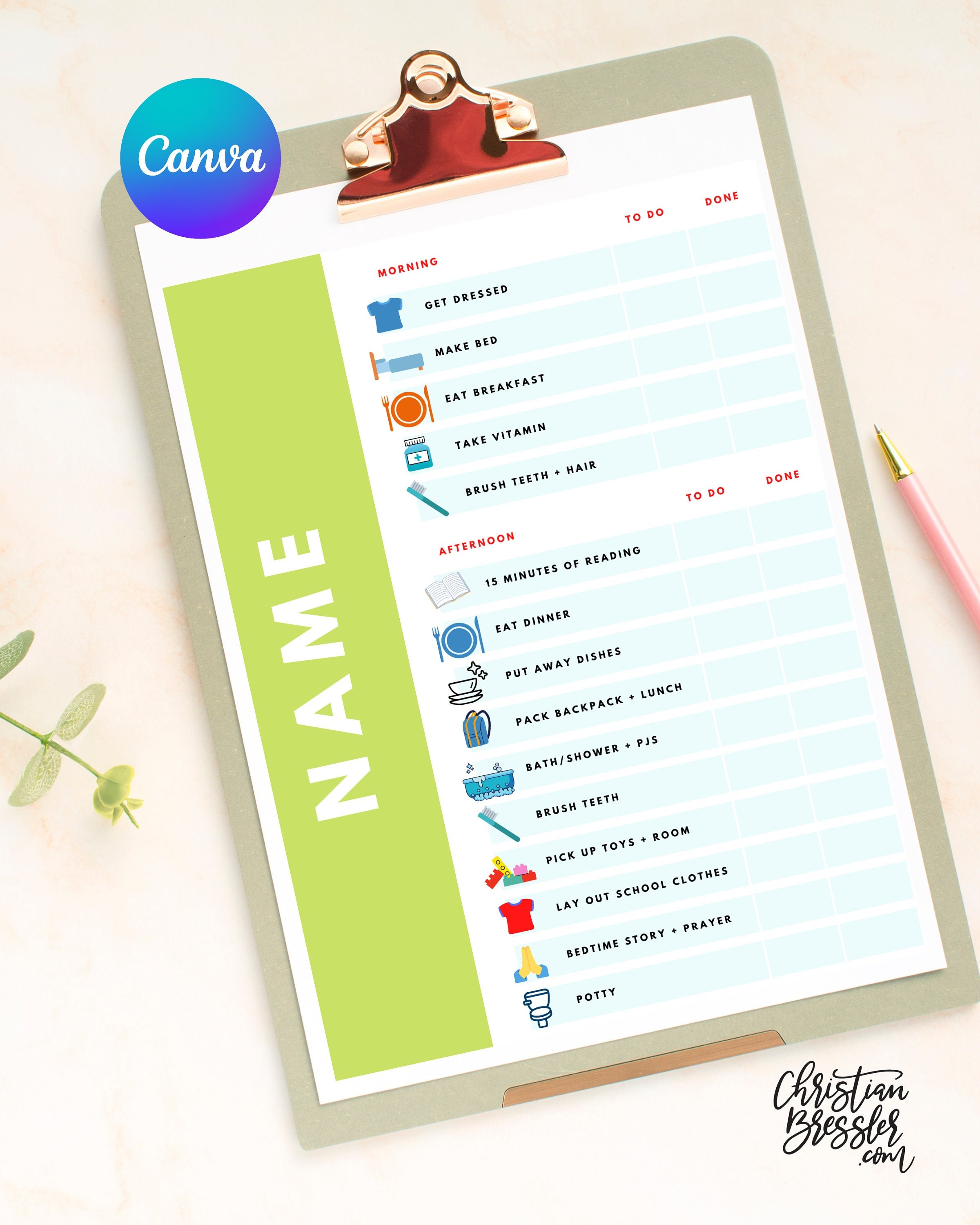 EDITABLE Kids Chores Bundle, Kids Daily Tasks, Daily Routine, School ...