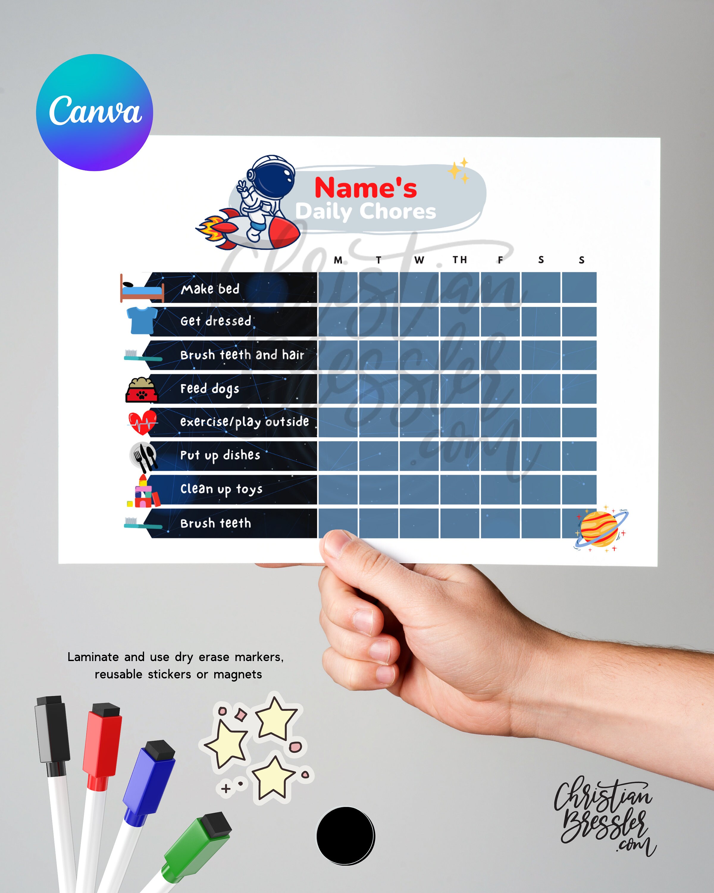 EDITABLE Space Chore Chart, Kids Daily Tasks, Daily Routine, School ...