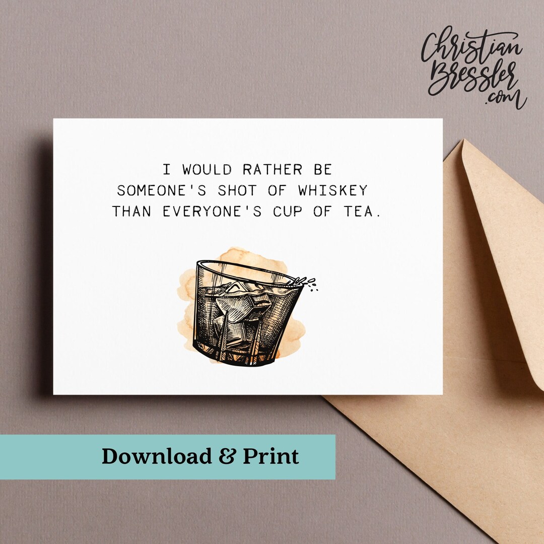 Shot of Whiskey Card PRINTABLE | Digital Greeting Card Instant Download ...