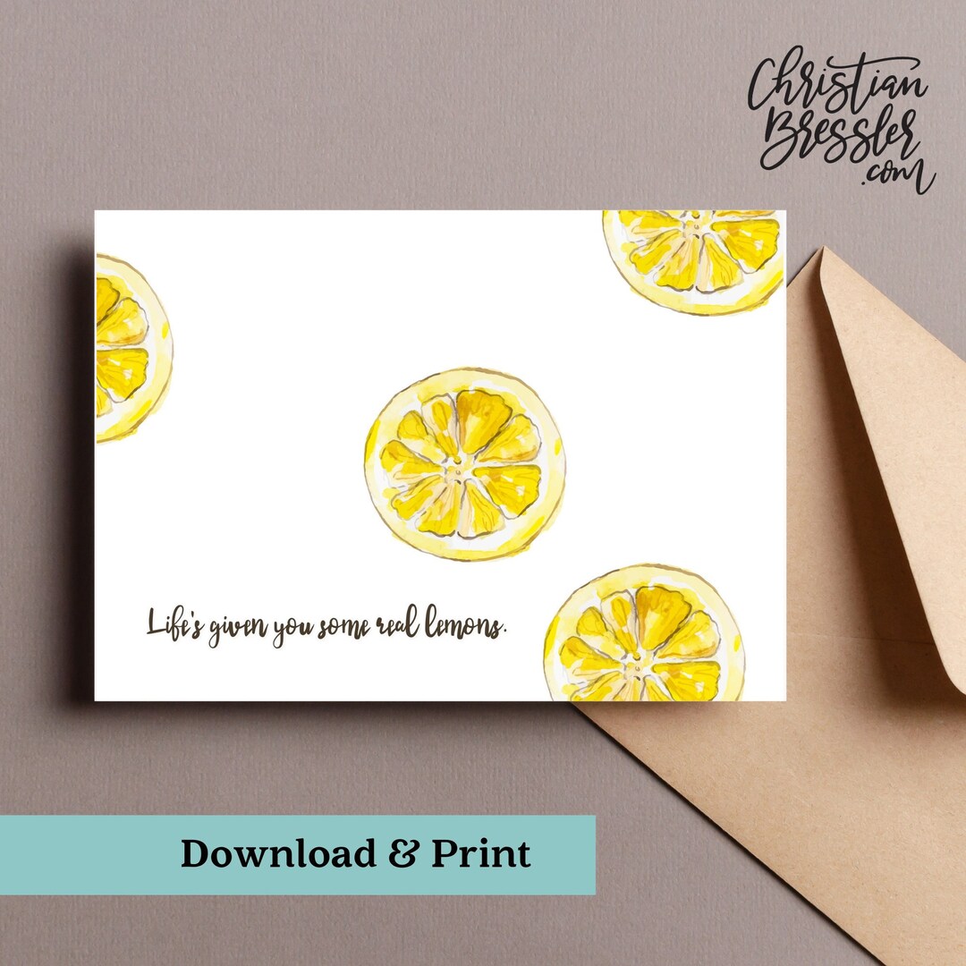 Lemons Card PRINTABLE | Digital Thinking of You Greeting Card Instant ...