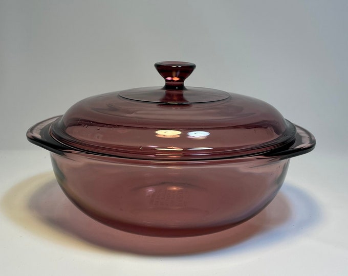 Pyrex Cranberry Covered Casserole 1.5 Liter With Glass Lid Oven Safe ...