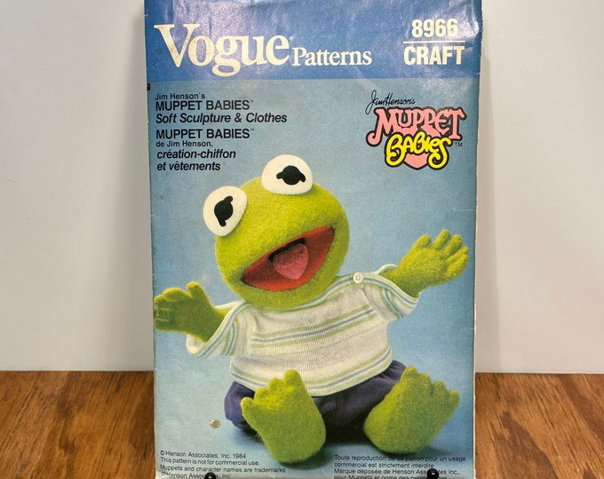 Baby Kermit the Frog Muppet Babies Sewing Pattern Vogue 8966 1980's Jim ...