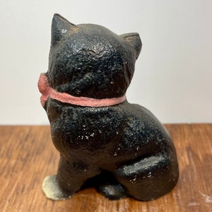 Hubley Cast Iron Cat Paperweight Black Long Haired Cat With Pink Bow - Etsy