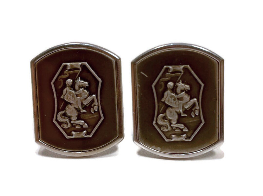 Swank Cuff Links Knight in Shining Armor on Rearing Horse Gift for Him ...