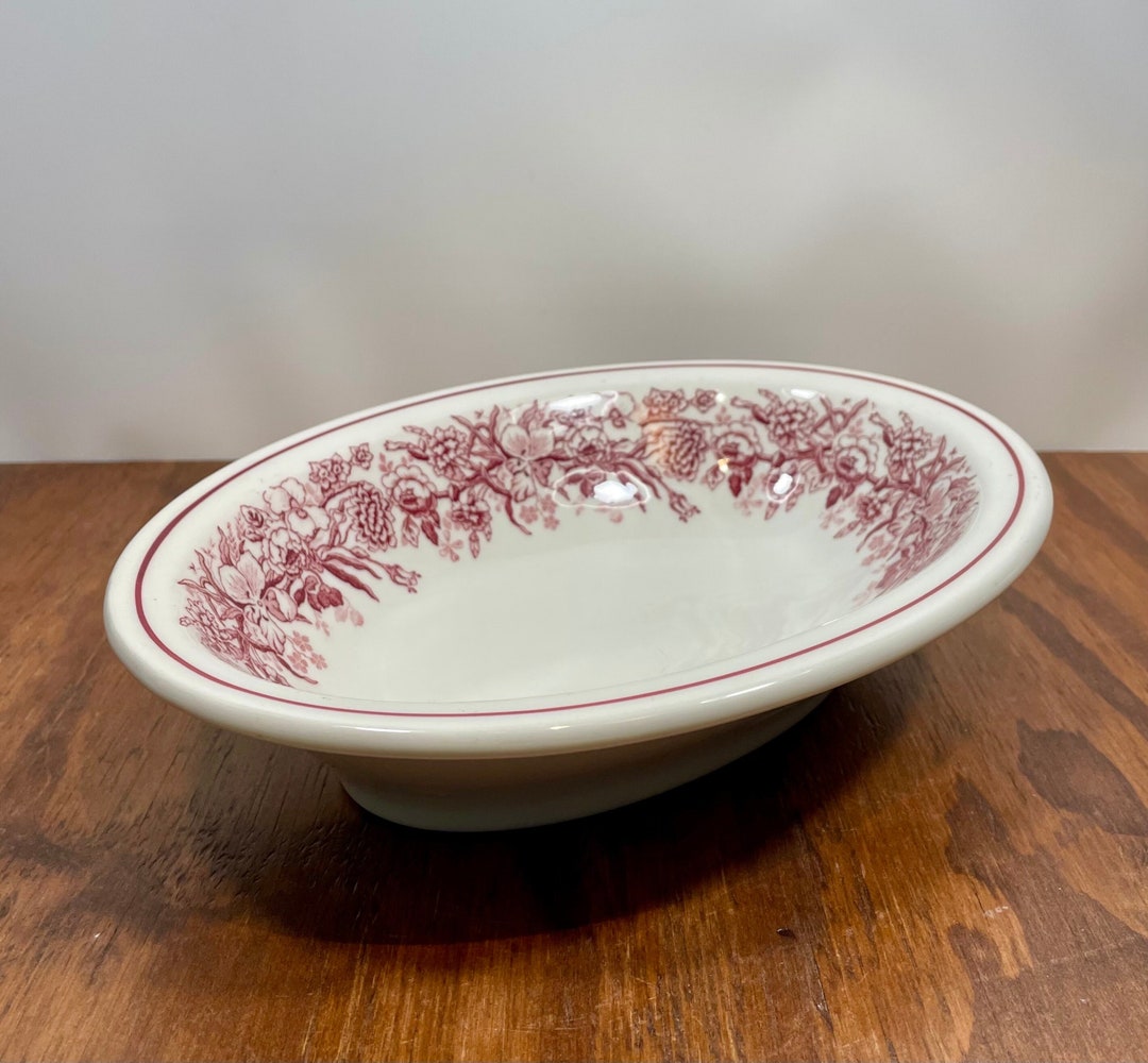 Shenango China Avon Oval Serving Bowl Red Floral With Band 1950s ...