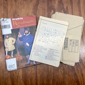 Men's Renaissance Fair Costume Pattern Simplicity 9633 Complete/cut ...