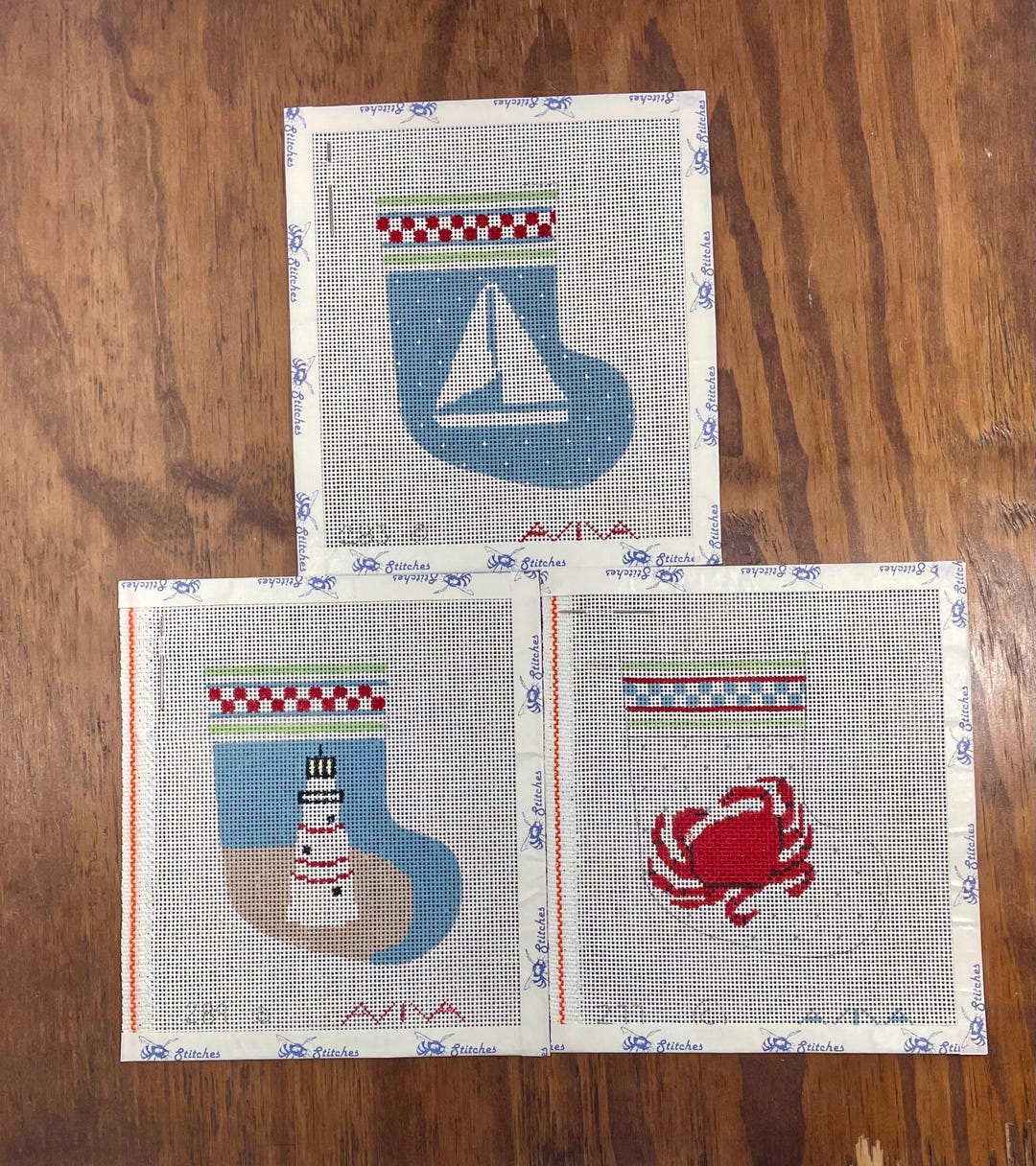 Aviva Hand Painted Needlepoint Canvas Mini Stocking Beach Theme YOU ...