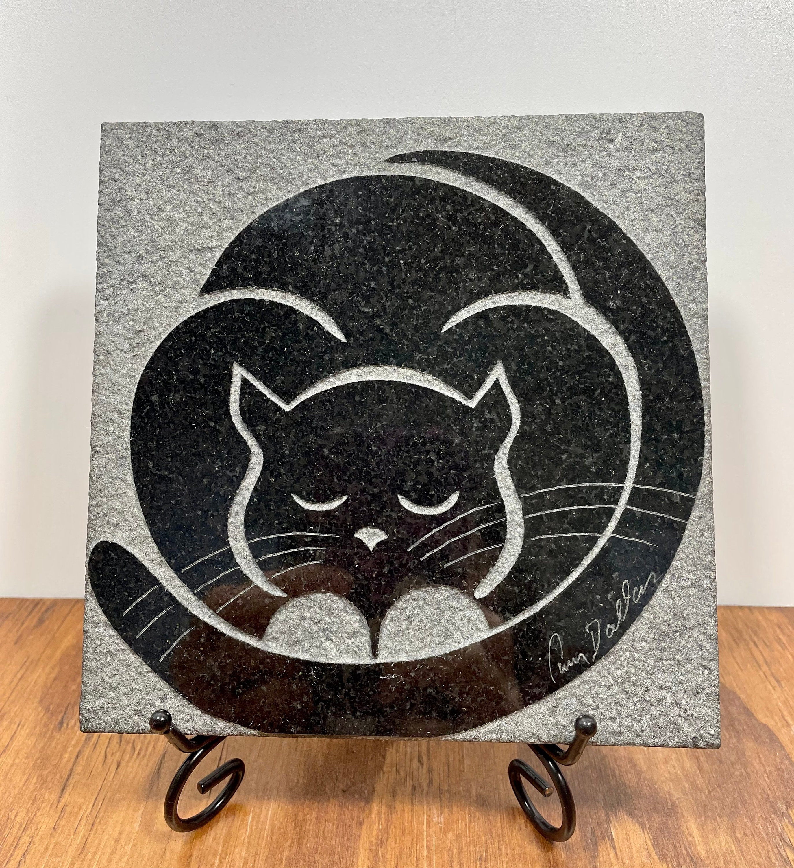 Cat Tile by Amy Dallas in Black Granite Fat Cat Nap 6 - Etsy