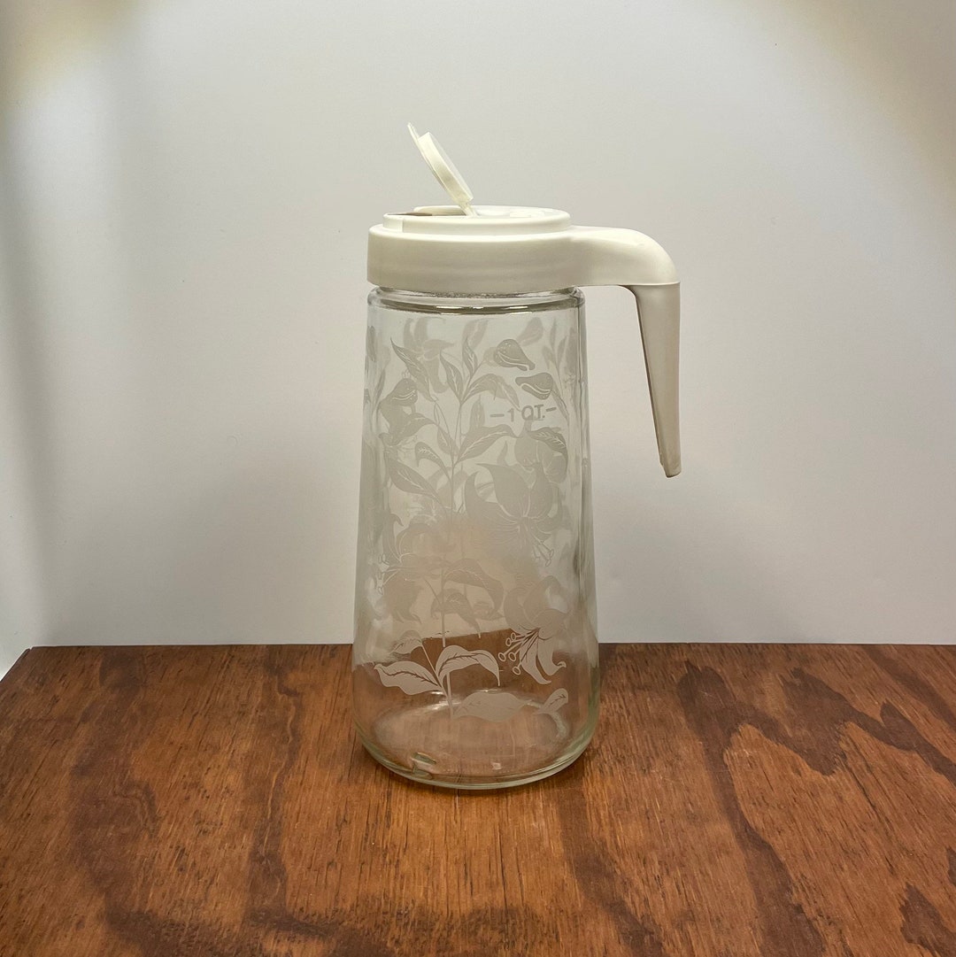 Vintage Anchor Hocking Tang Glass Juice Pitcher, 1 Quart, Etched Lily ...