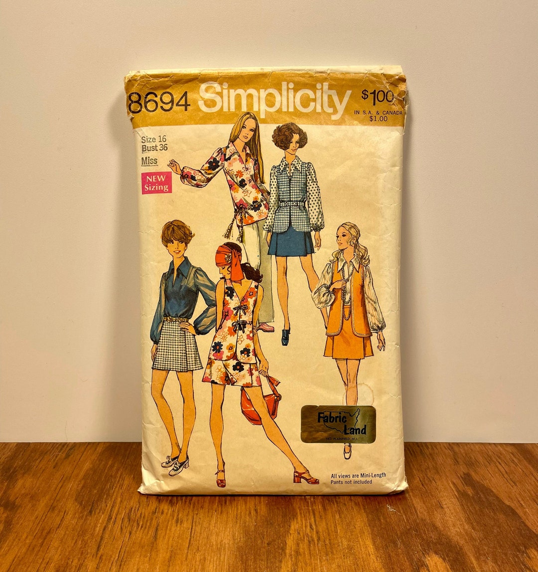 Vintage Sewing Pattern Simplicity 8694 Bust 36 Mini Pantskirt Blouse ...