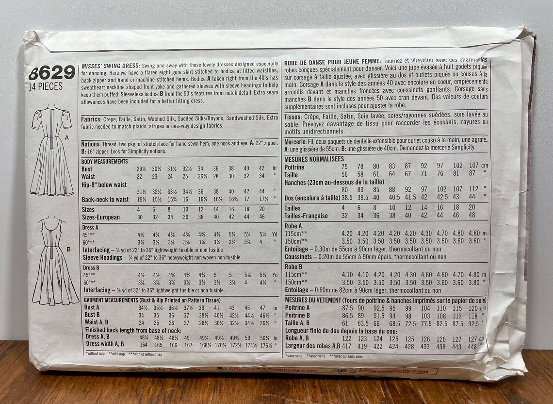 Simplicity 8629 – Retro Costume Collection Sewing Pattern – Sizes 4, 6 ...