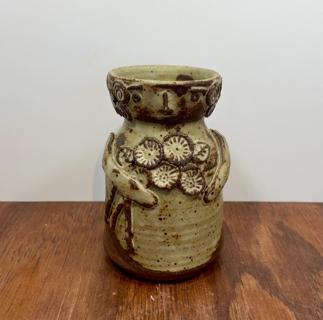 Solveig Cox Vase Women Holding Flowers Studio Art Pottery Mid Century ...