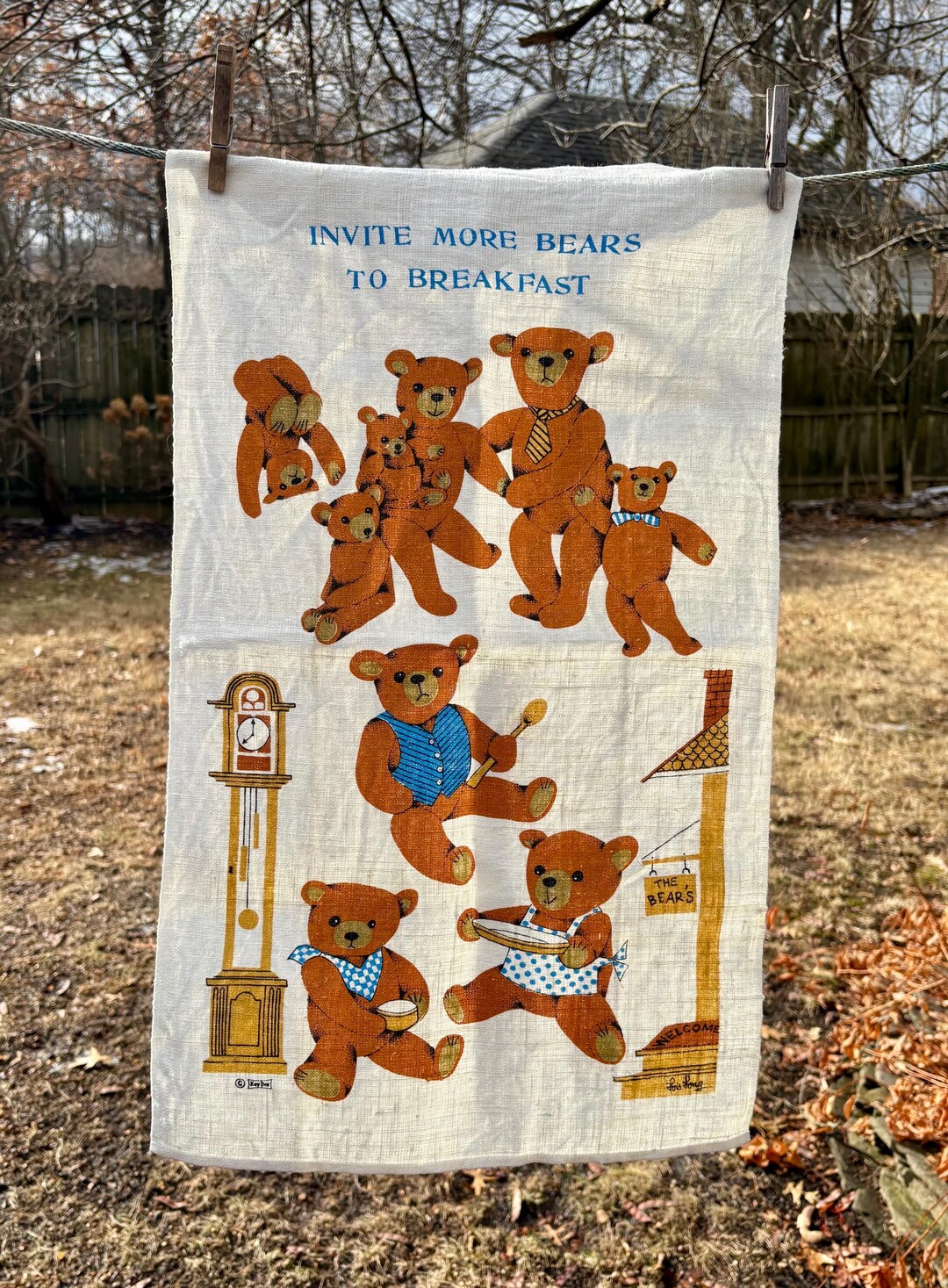 Kay Dee Handprints Linen Tea Towel – “invite More Bears for Breakfast ...