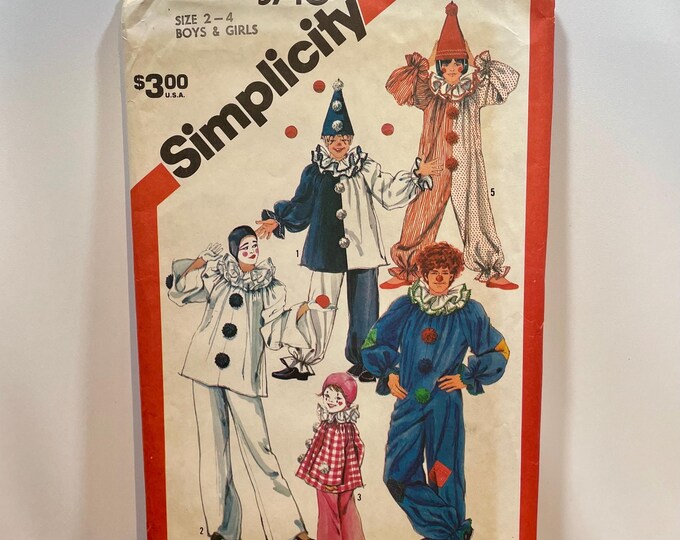 Children's Clown Halloween Costume Pattern Size 2-4 Chest 21-23 ...