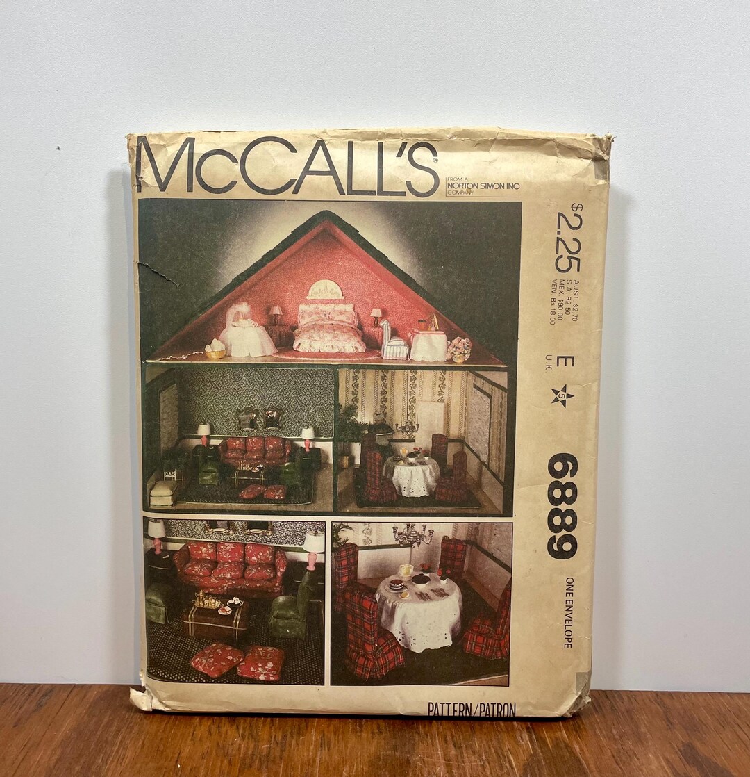 Doll House Pattern for Miniature House and Furniture Mccall's 6889 ...