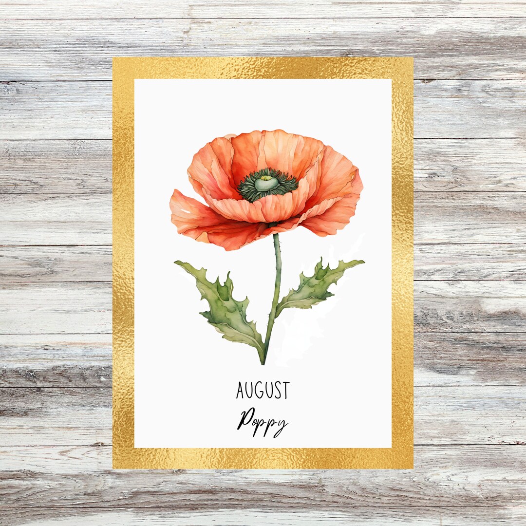 August Birth Flower Print, August Birth Month Flower, Poppy Flower ...