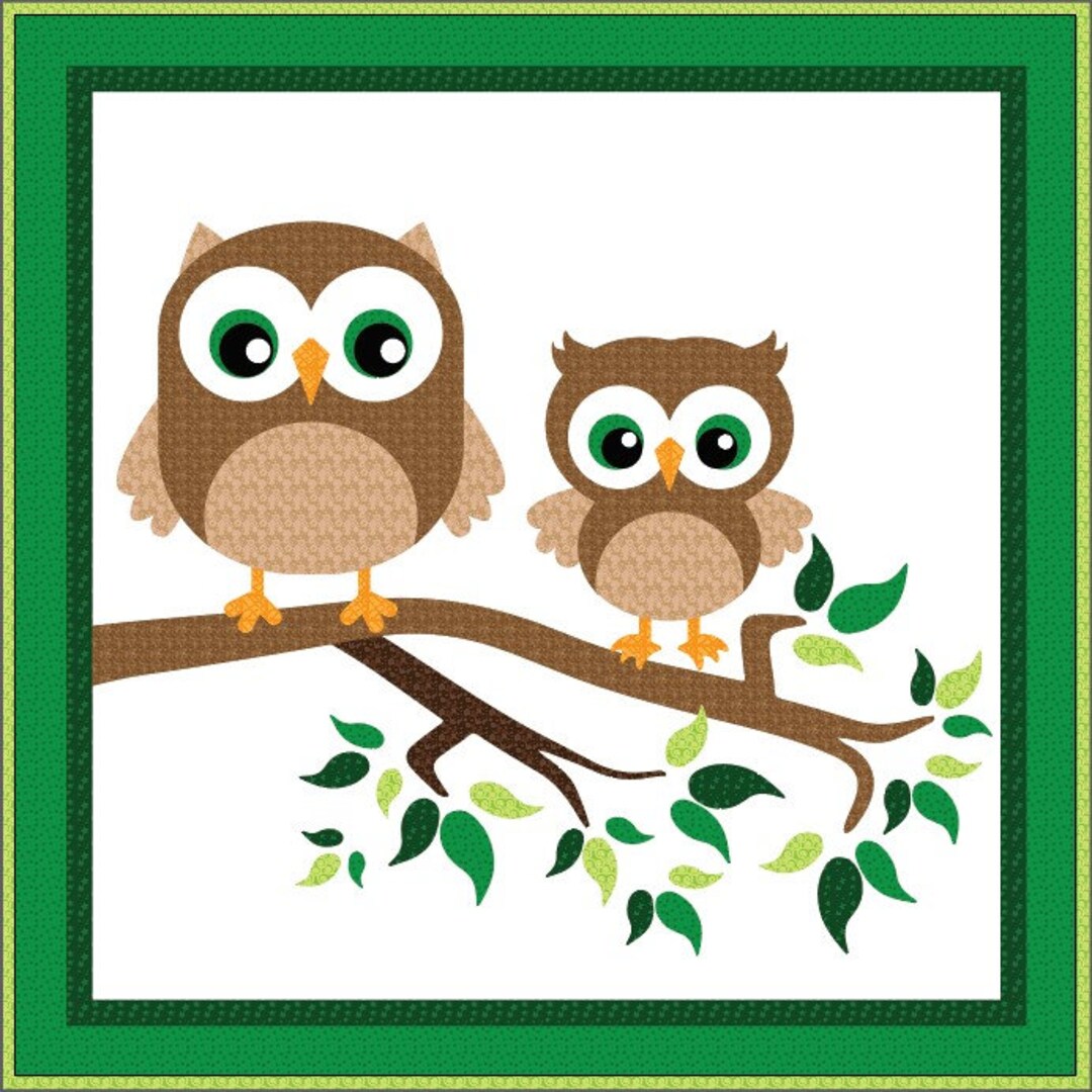 Woodland Owls Mom and Baby- Woodland Nursery Applique Quilt Pattern ...