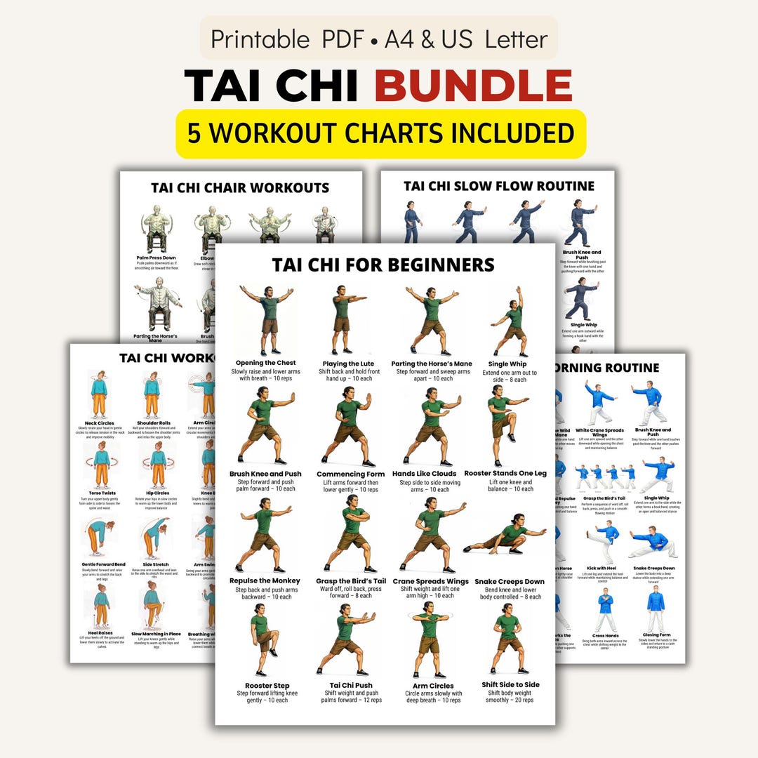 Tai Chi Exercises Bundle, Tai Chi Workout Chart, Tai Chi Routine PDF ...