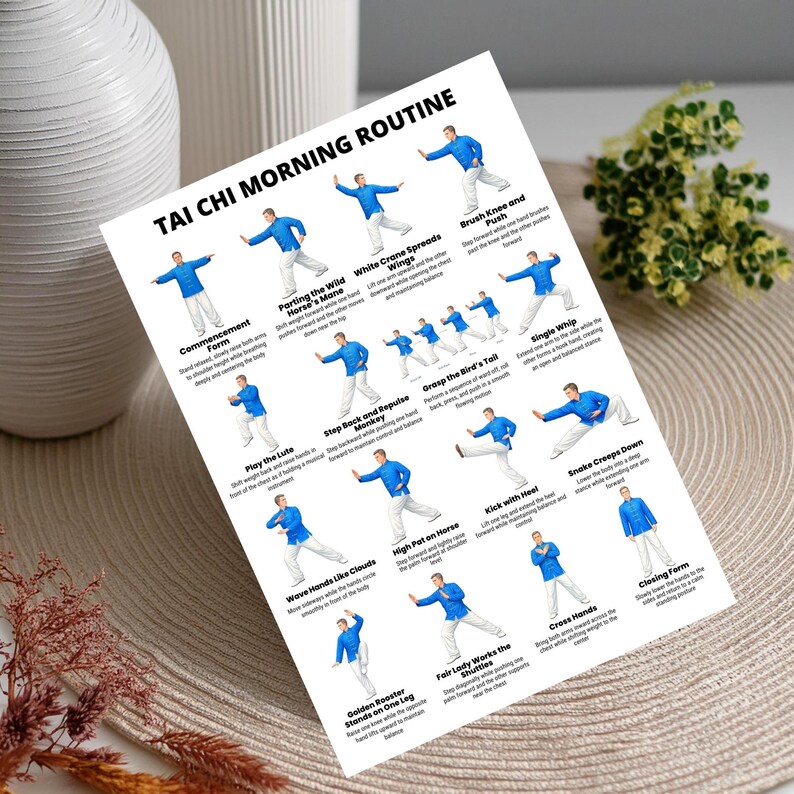 Tai Chi Morning Routine Printable Chart, Tai Chi Forms PDF, Morning ...