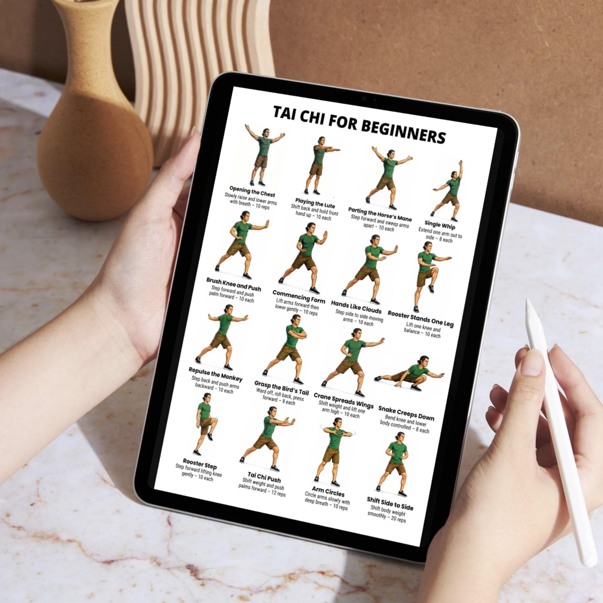 Tai Chi for Beginners Printable Chart, Step by Step Tai Chi Forms, Tai ...