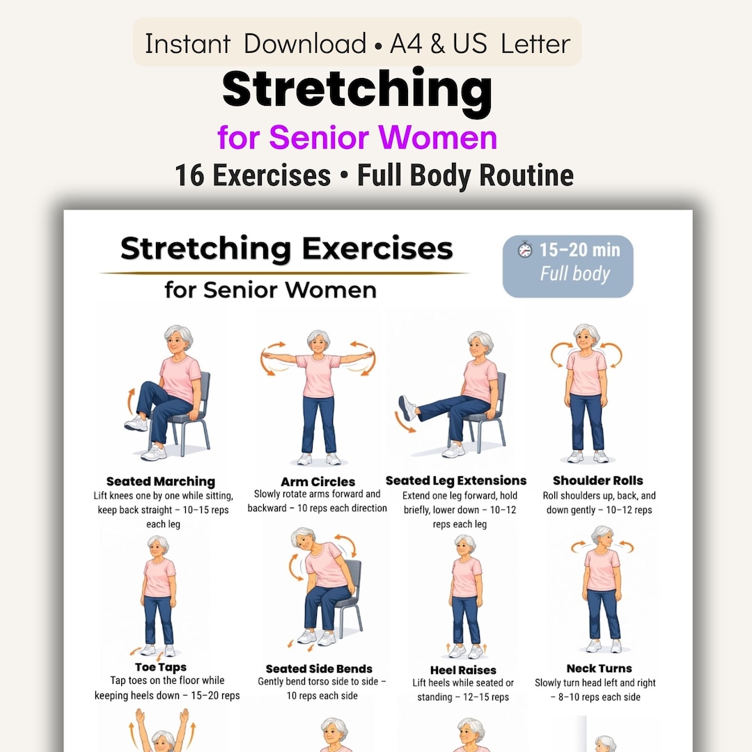 Stretching Exercises for Seniors PDF, Gentle Stretching for Elderly ...