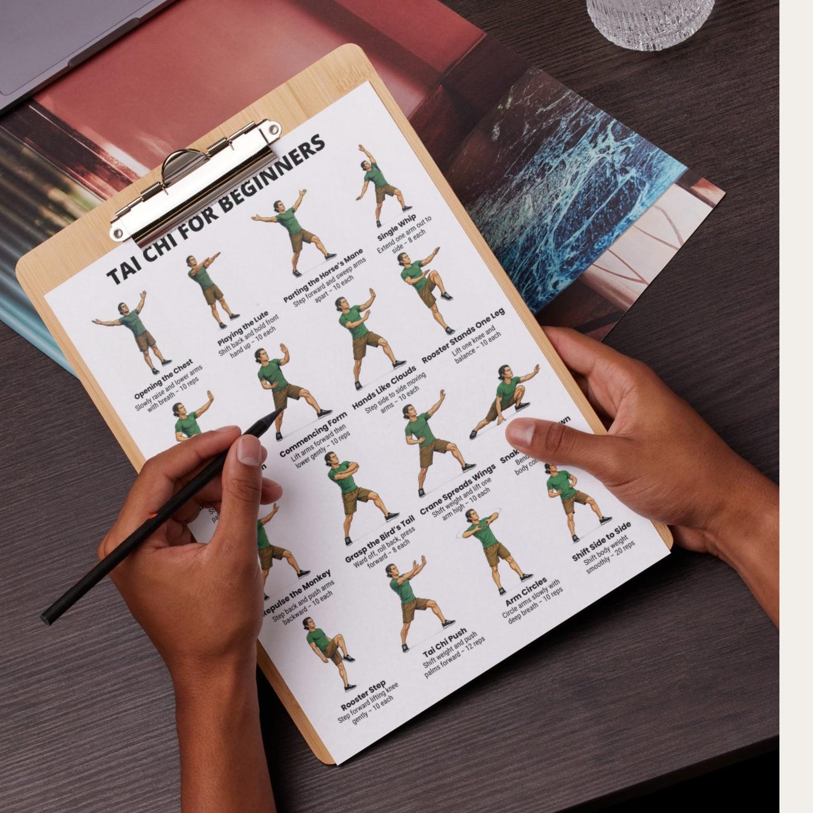 Tai Chi for Beginners Printable Chart, Step by Step Tai Chi Forms, Tai ...