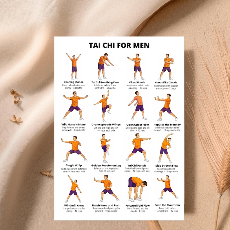 Tai Chi Printable Chart, Tai Chi Forms PDF, Tai Chi Workout Poster ...