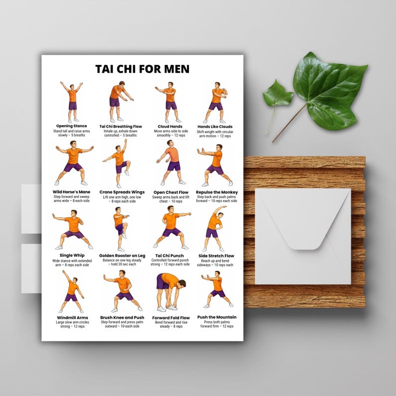 Tai Chi Printable Chart, Tai Chi Forms PDF, Tai Chi Workout Poster ...