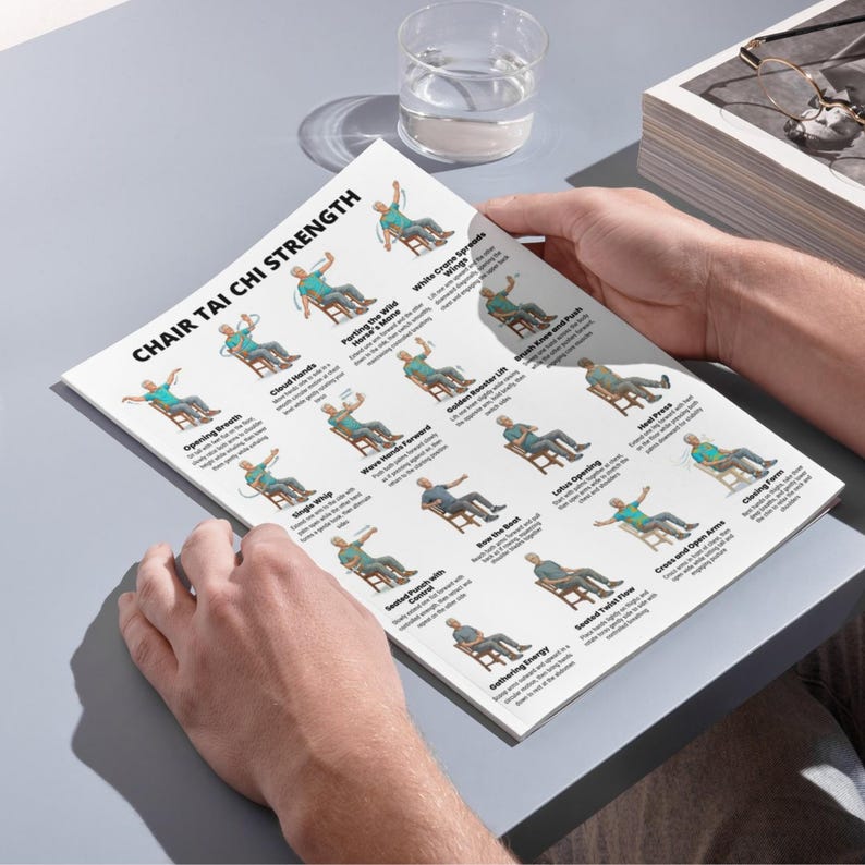 Chair Tai Chi Printable Chart, Seated Tai Chi for Seniors PDF, Senior ...