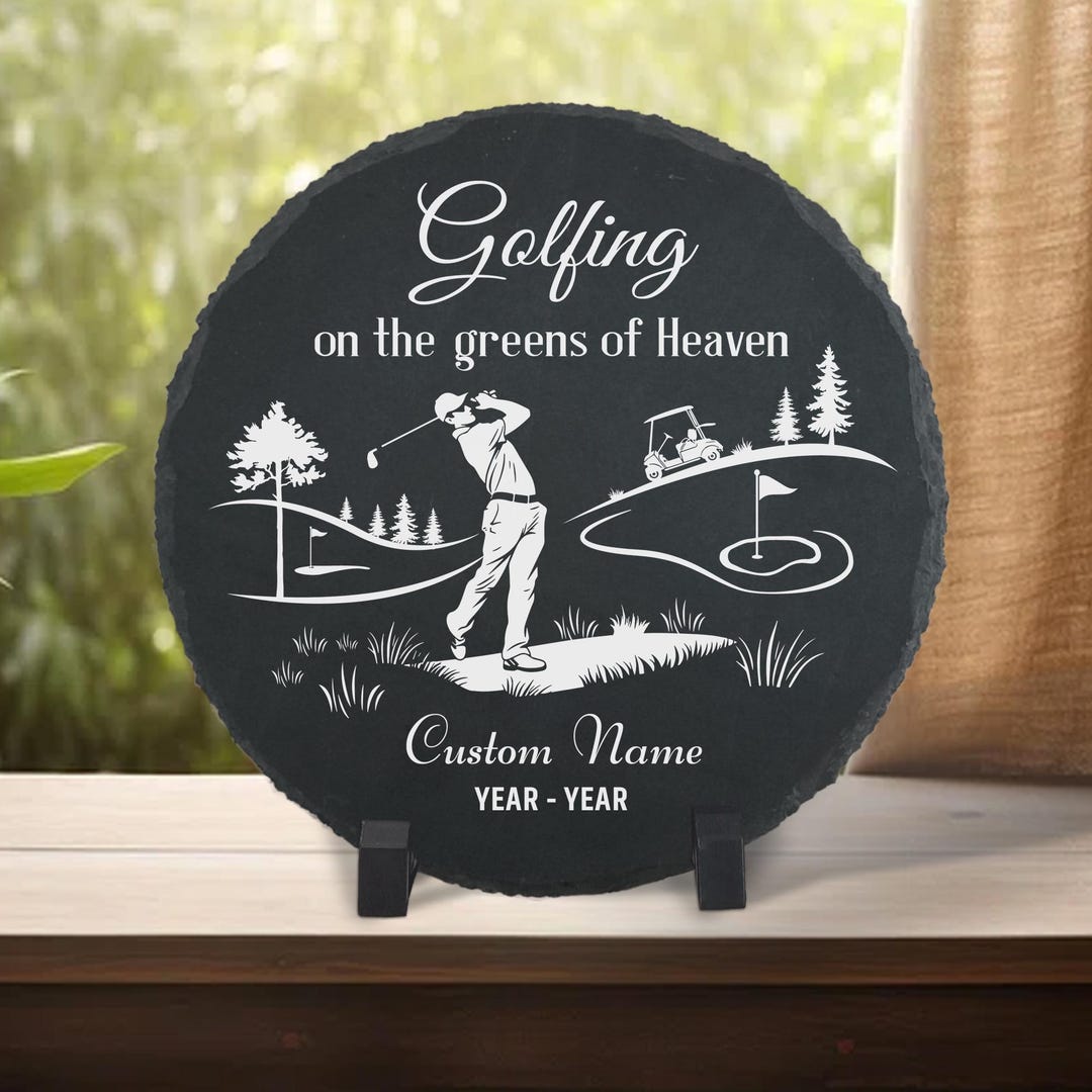 Memorial Stone for Golfer, Gone Golfing in Heaven Garden Slate Stones ...