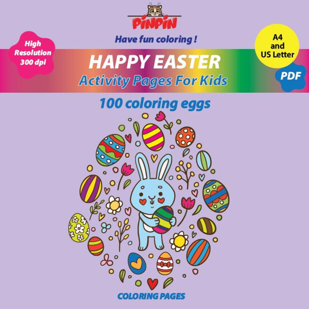 100 Easter Coloring Eggs for Kids Toddlers Preschool Kindergarten ...