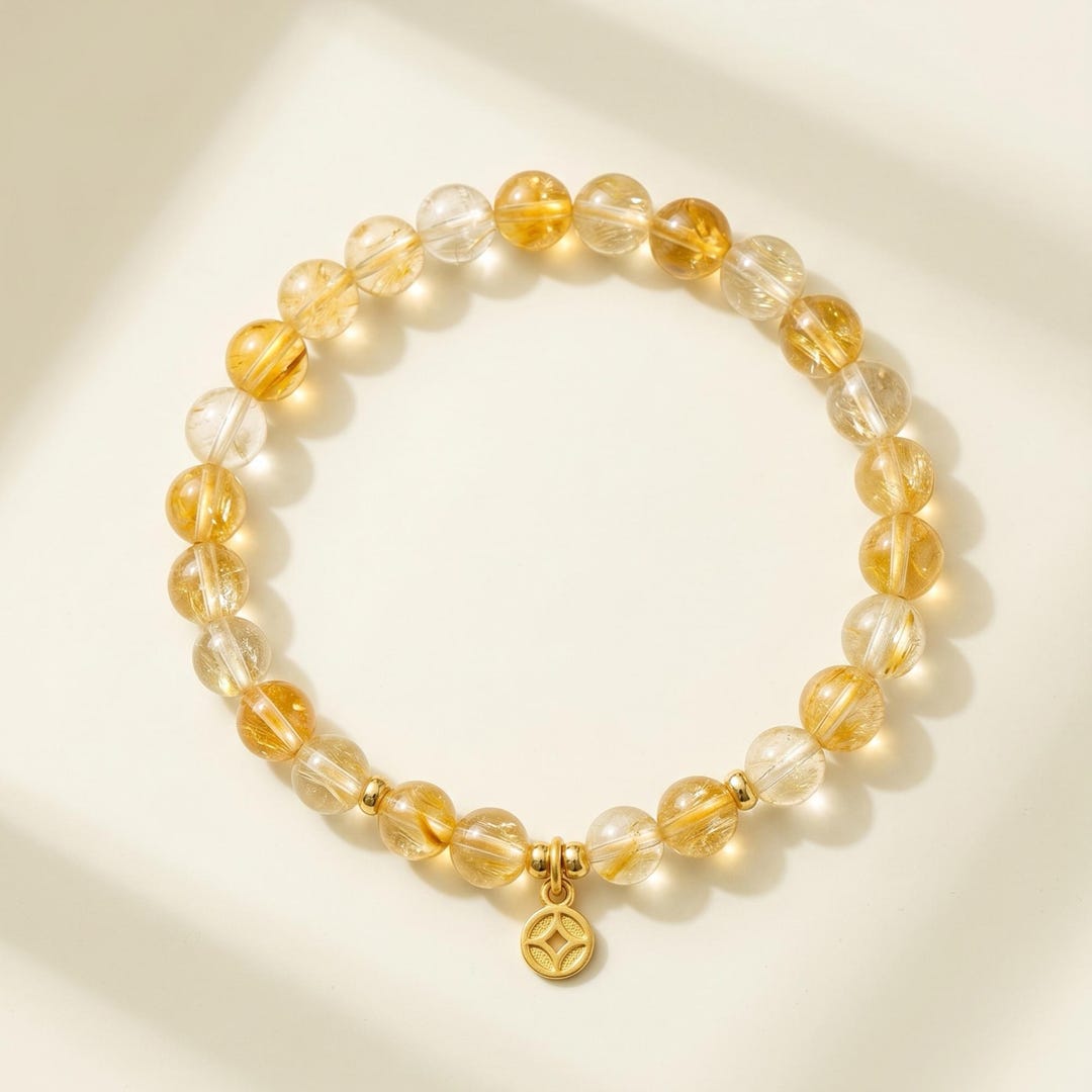 6mm Yellow Tower Quartz Bracelet, Golden Healer Crystal, Solar Plexus ...
