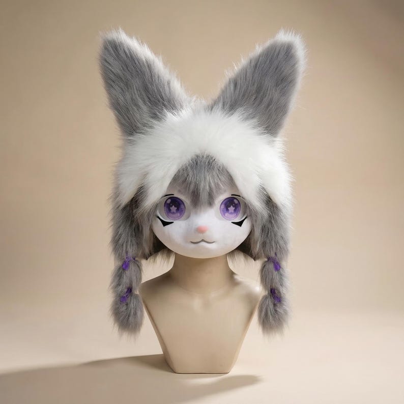 Kemono Bunny Fursuit Head – Kawaii Anime Rabbit Mask, Furry Cosplay ...