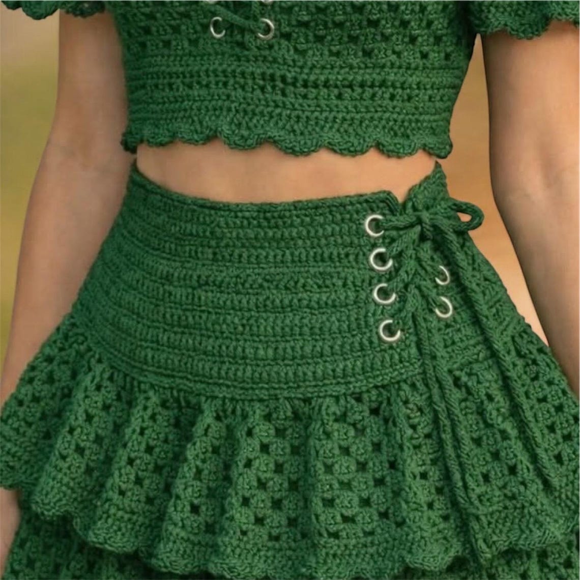 Emerald Boho Crochet Two Piece Set PDF Pattern - Etsy