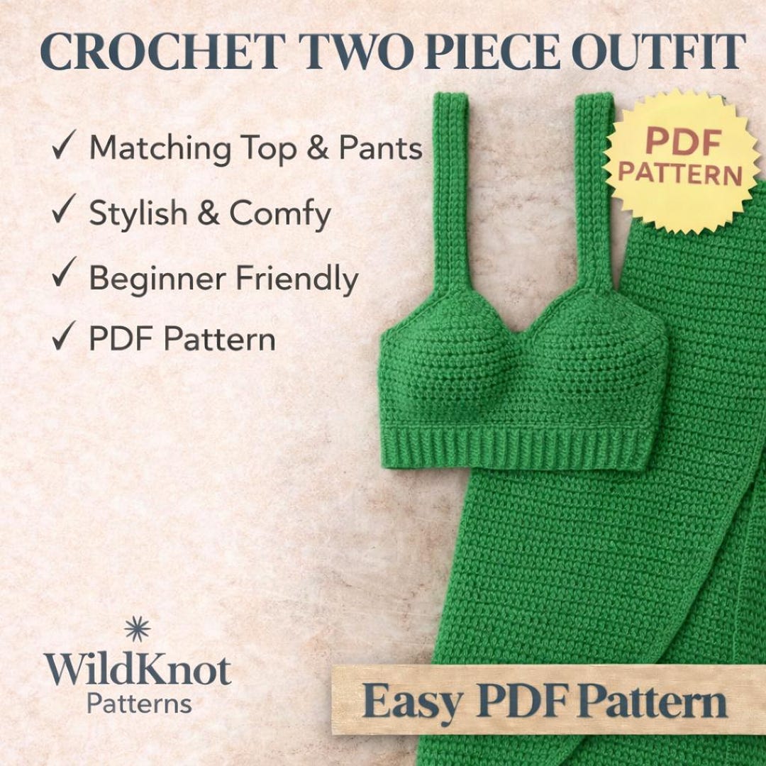 Crochet Two Piece Outfit Pattern – Top and Pants Set (PDF Pattern) - Etsy