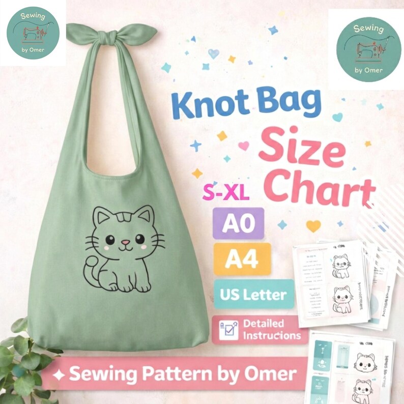 Knot Bag Sewing Pattern PDF | Japanese Knot Bag Pattern S-XL ...