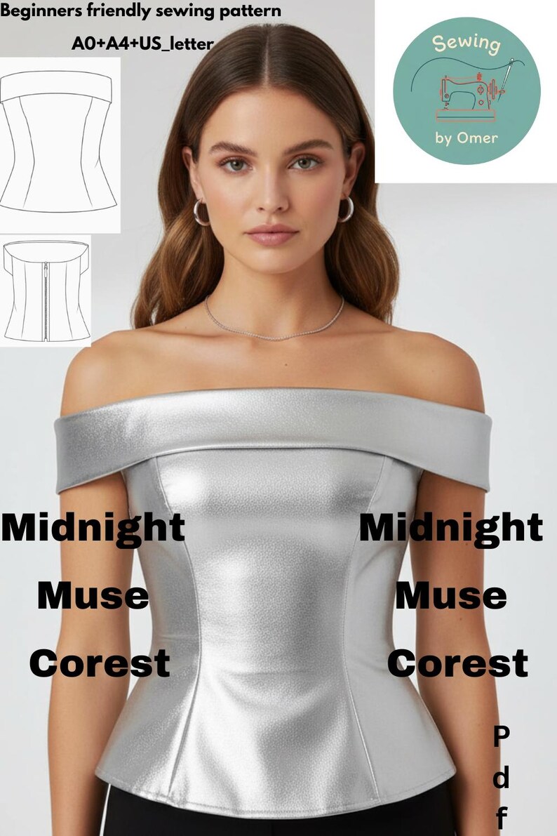 Midnight Muse Corset Sewing Pattern | Women's Bustier Top PDF (digital ...
