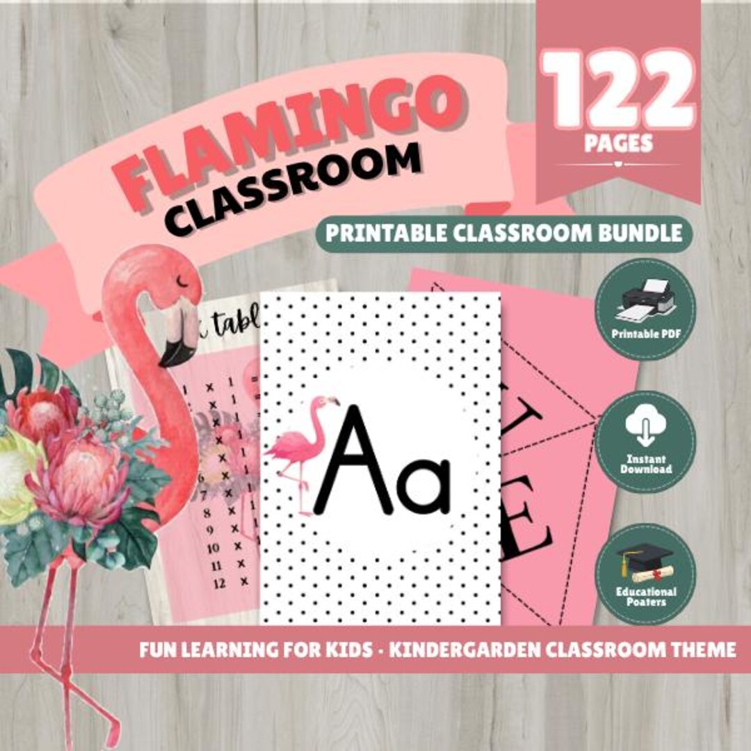 Flamingo Classroom Decor Bundle | 122 Pages Educational Posters ...