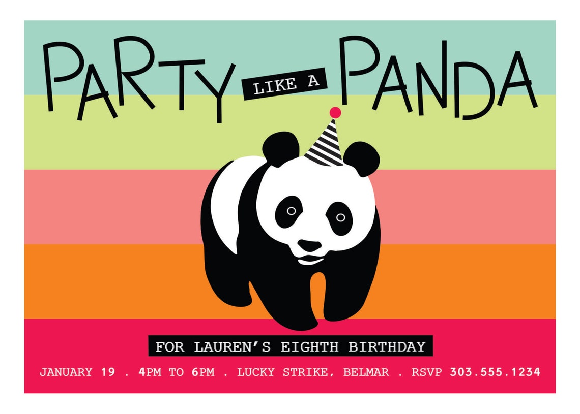 Panda Party Invitation - Etsy