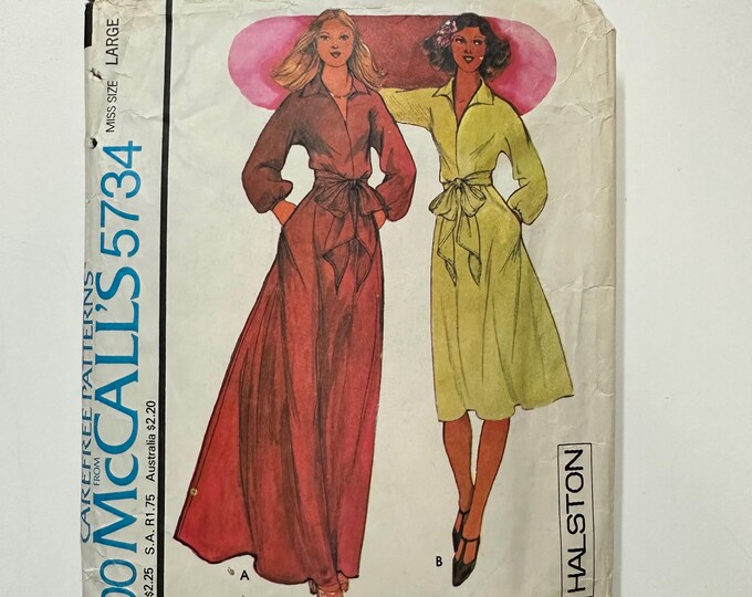 80s Mccalls 5734 Halston Dress Sewing Pattern Large Bust 40-42 - Etsy