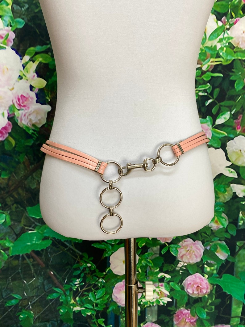 80s Pink Leather Belt Silver Metal Disc Medallion - Etsy