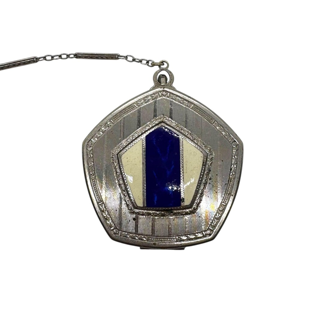 20s Art Deco Hexagon Enamel Compact Chain Finger Ring - Etsy