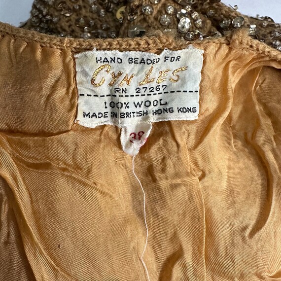 60s Cyn Les Gold sequin Beaded Shell Top - Gem