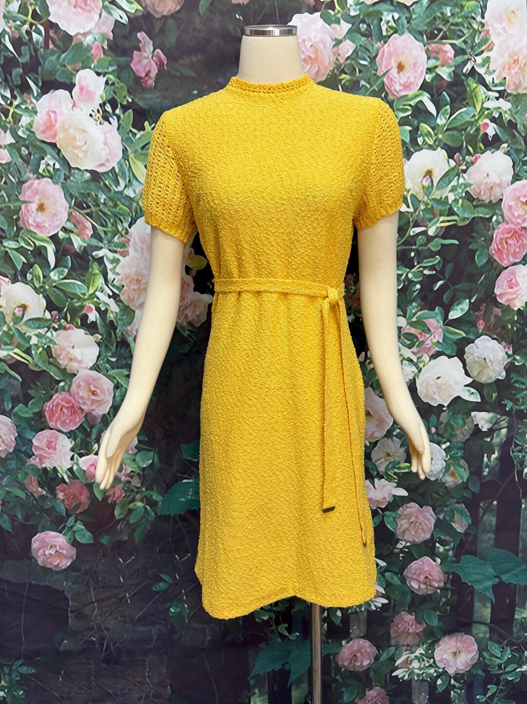 70s Katrina Knits Marigold Yellow Knit Dress - Etsy