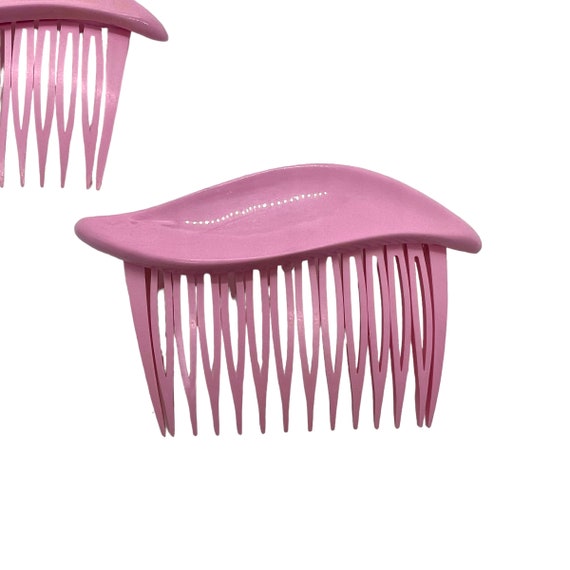 70s Goody Pink Fashion Hair Comb Pair Set of Two - Gem