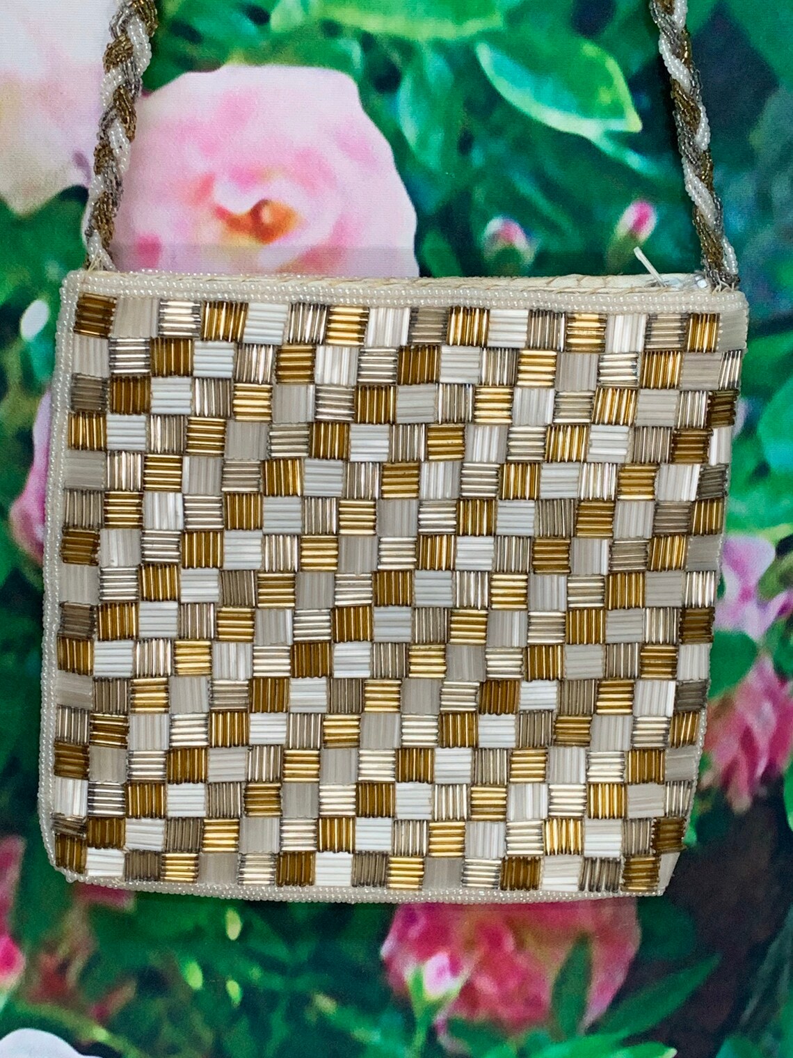 70s Magid Gold Checkerboard Purse Silver Bead Handbag Mixed Metal - Etsy