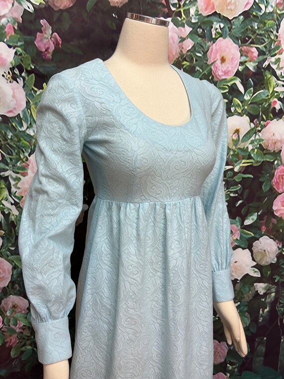 70s Powder Blue Lace Regency Maxi Dress XS - Gem