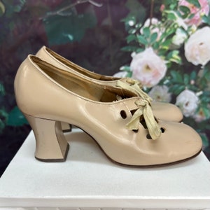 20s Tan Leather Mary Jane Shoes Spool Heel Size 5.5 - Etsy